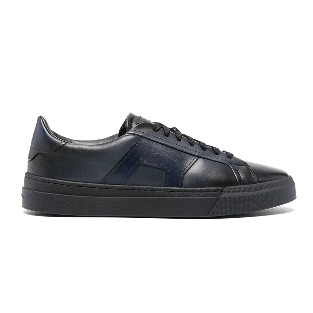 Santoni - Navy Leather Double Buckle Sneaker – Robert Old & Co
