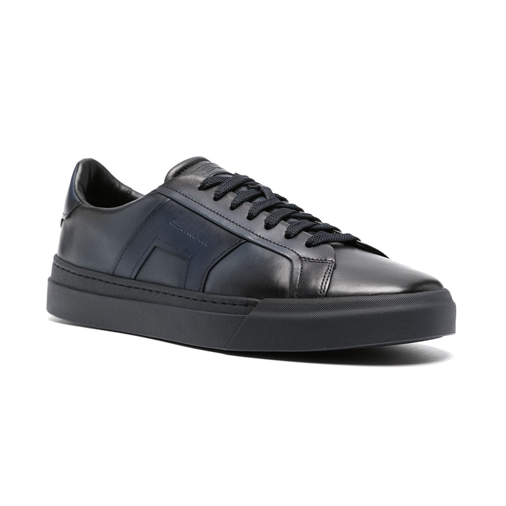 Santoni - Navy Leather Double Buckle Sneaker – Robert Old & Co