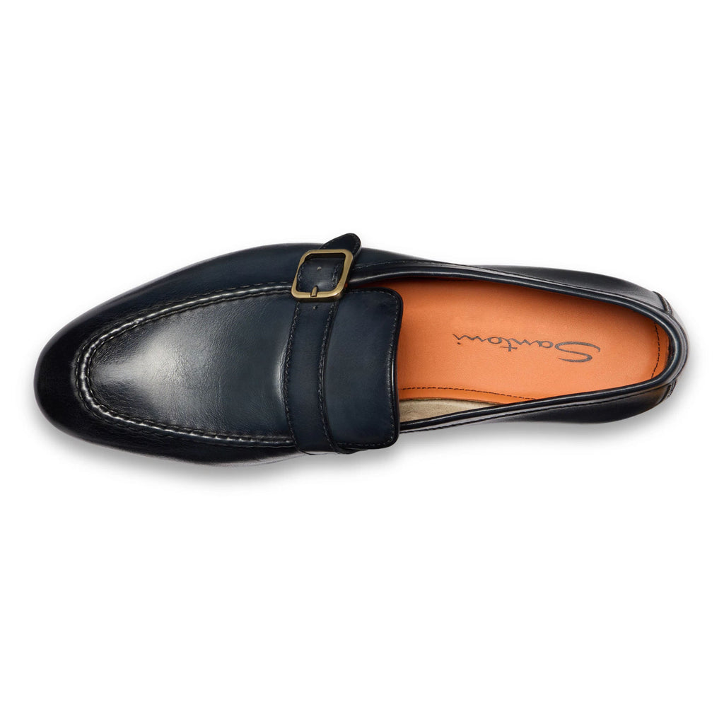 Santoni - Navy Blue Leather Single-Buckle Loafer – Robert Old & Co