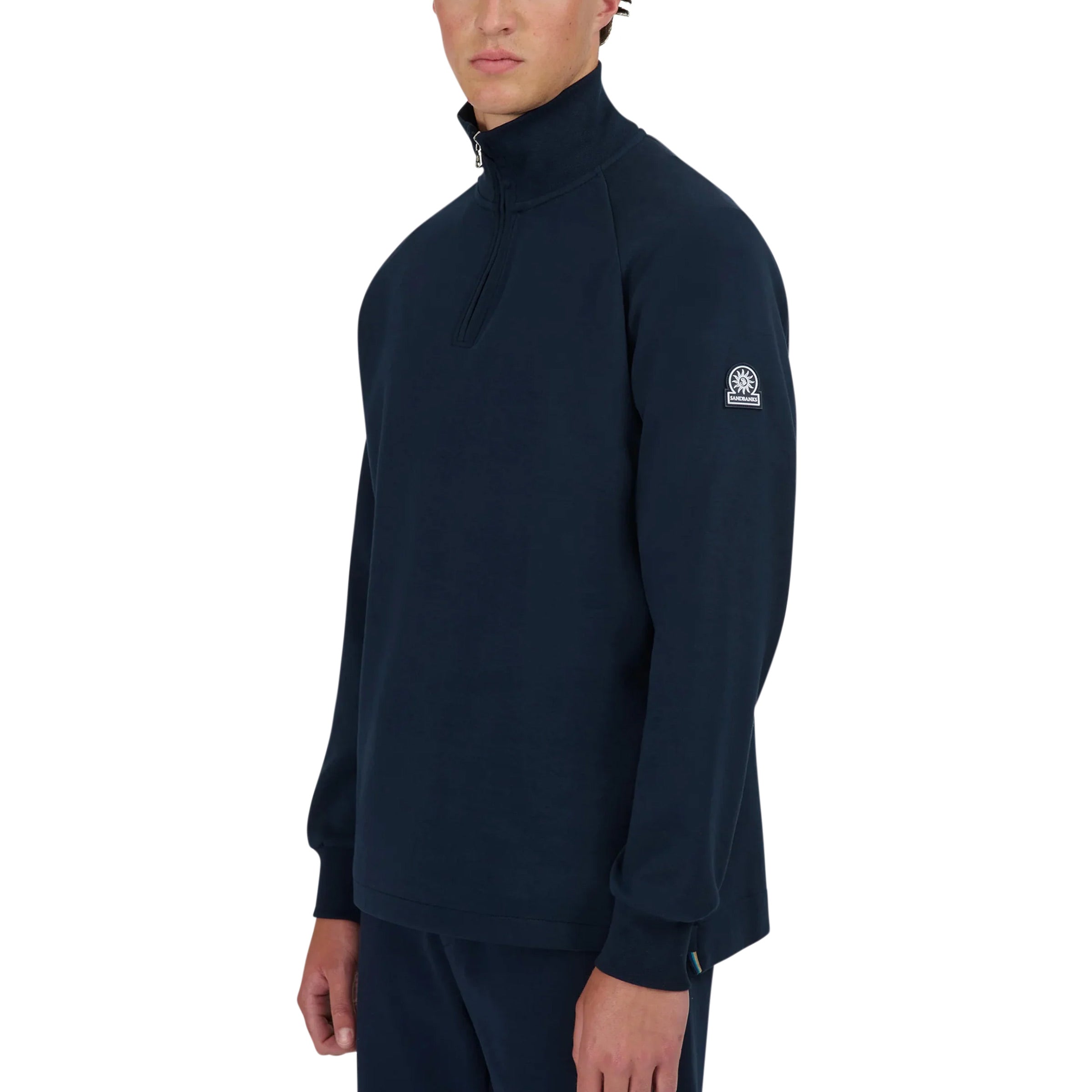 Sandbanks - Navy Interlock Quarter Zip Sweater – Robert Old & Co