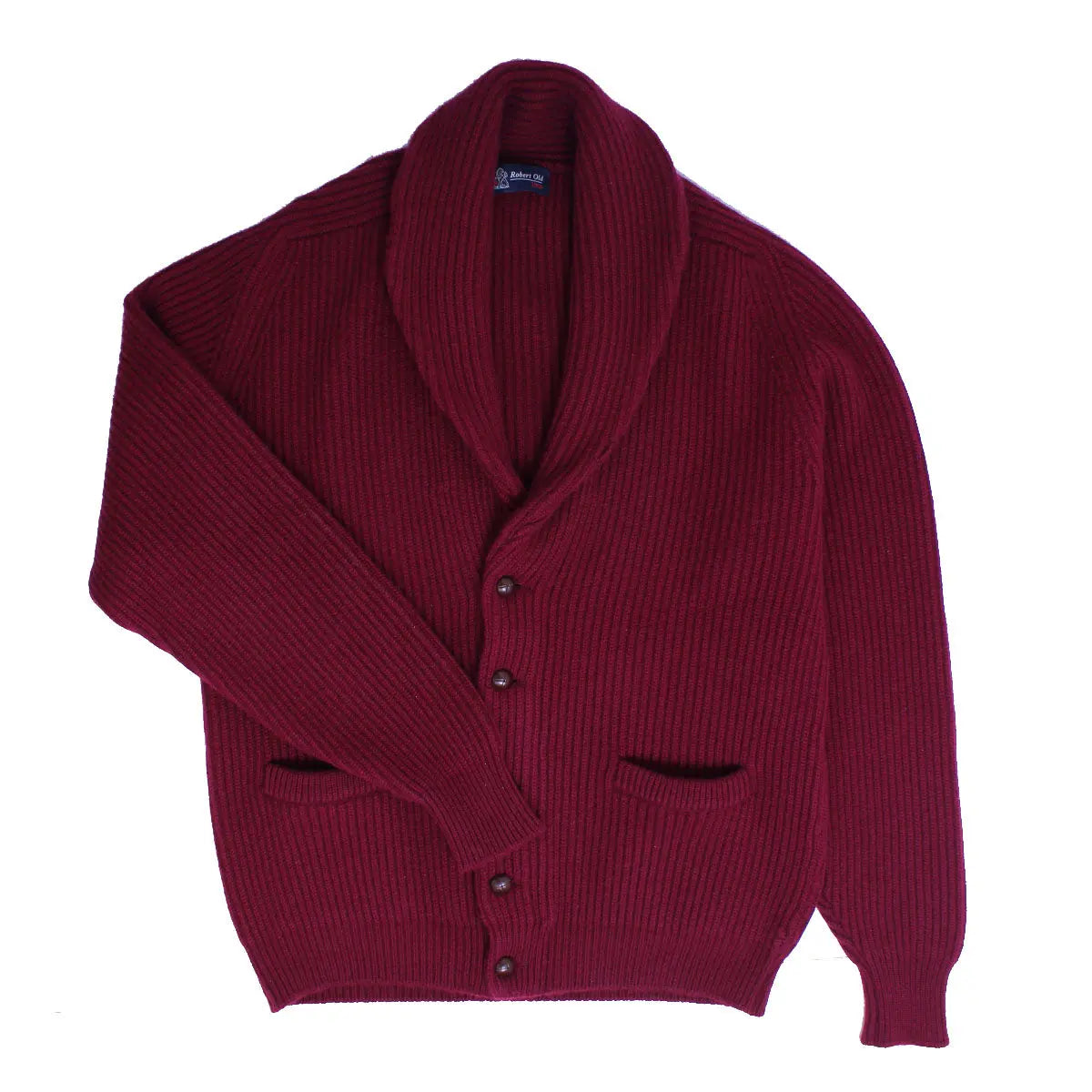 Robert Old Claret Red 8ply Cashmere Shawl Collar Cardigan – Robert Old & Co