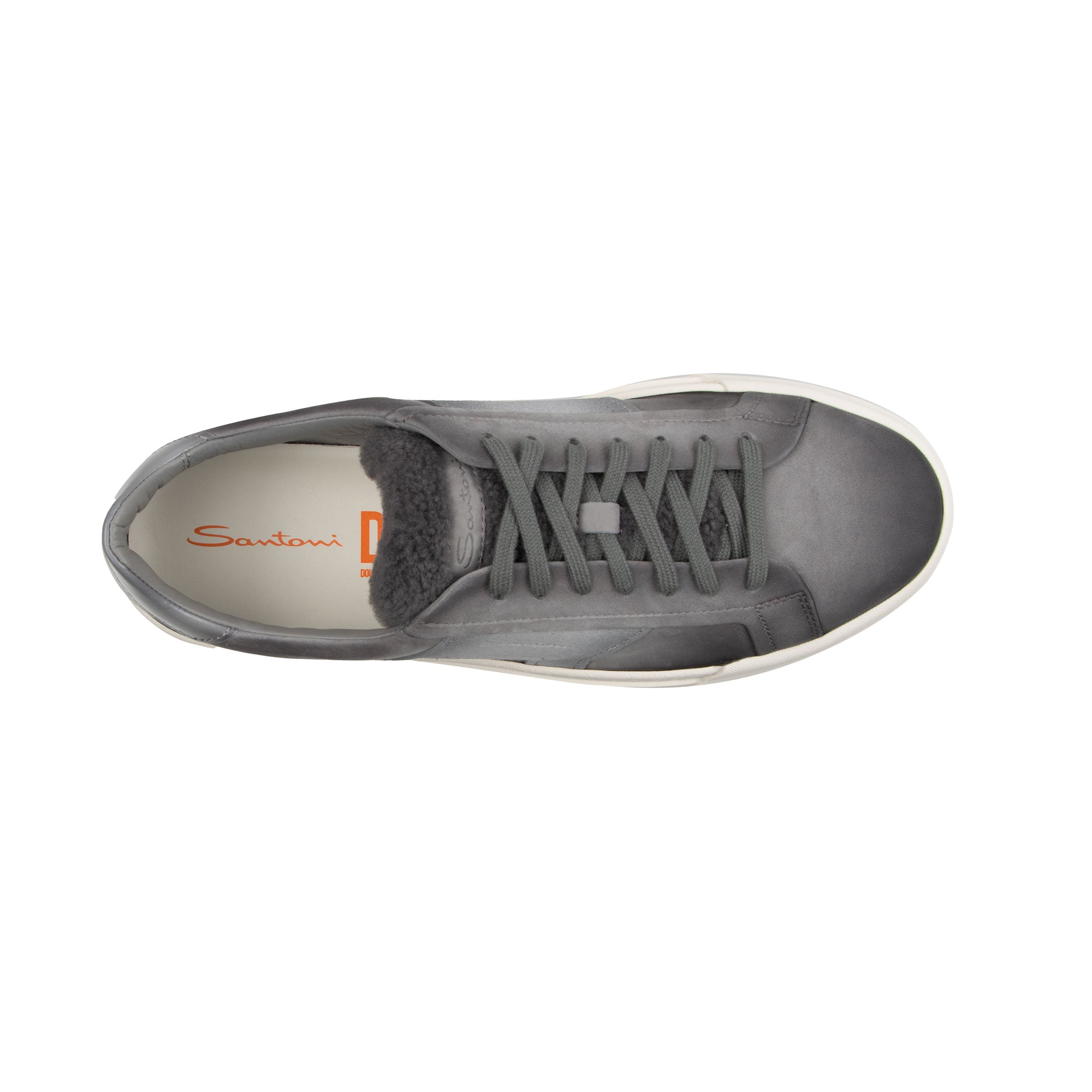 Santoni - Grey Suede Fur-lined Double Buckle Sneaker – Robert Old & Co