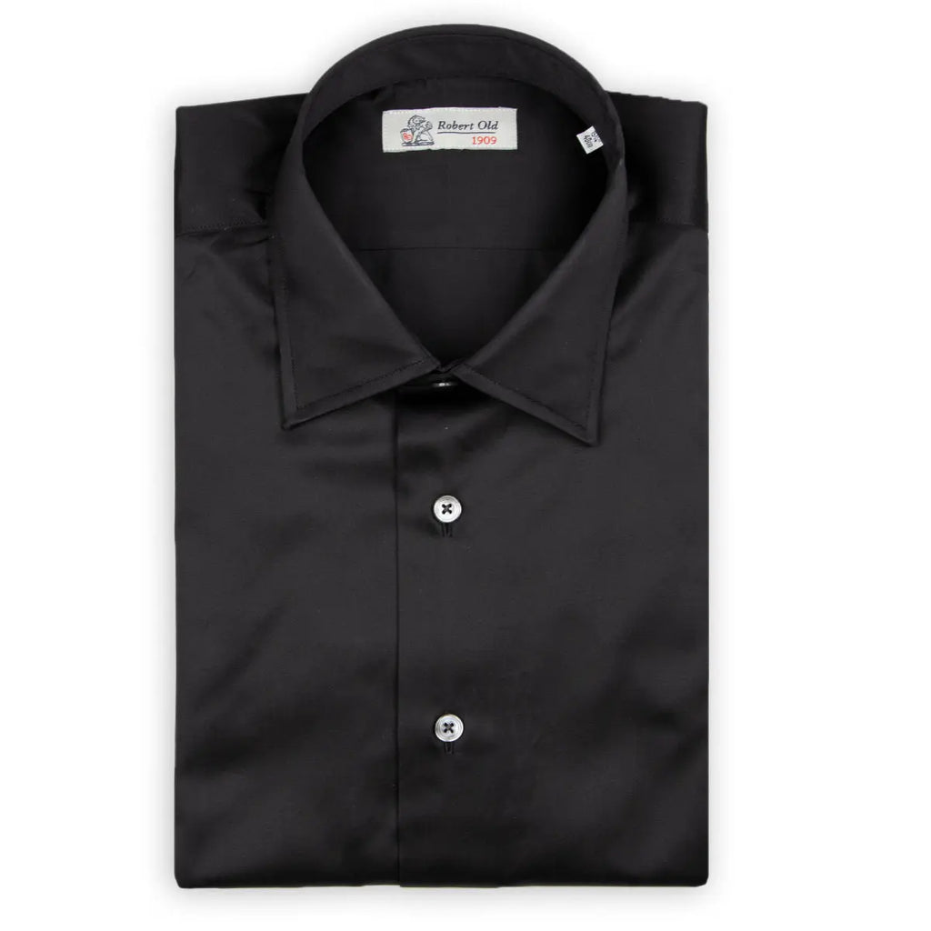 Robert Old Black Satin Cotton Shirt – Robert Old & Co