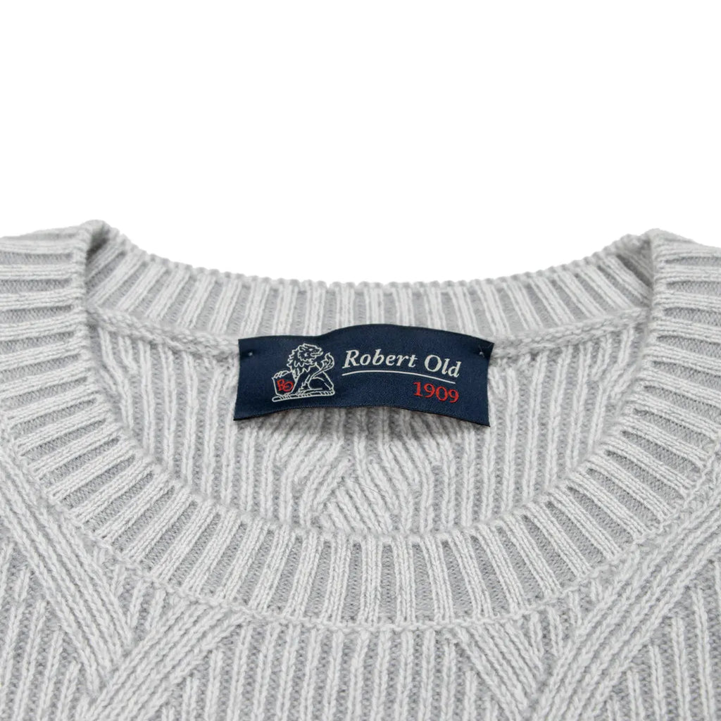 Robert Old Ice Grey Diamond Knit Wool Blend Crewneck Jumper – Robert ...
